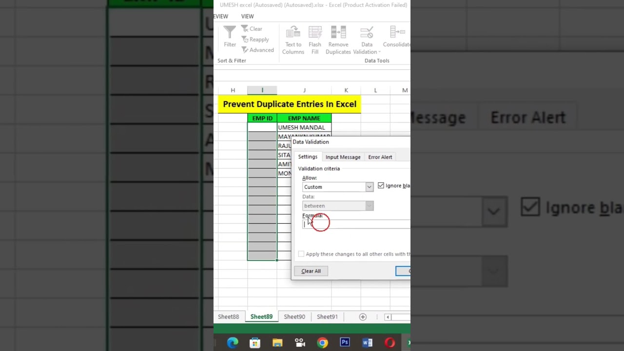 duplicate error pop-up in excel #exceltips #exceltutorial #excel #exceltricks