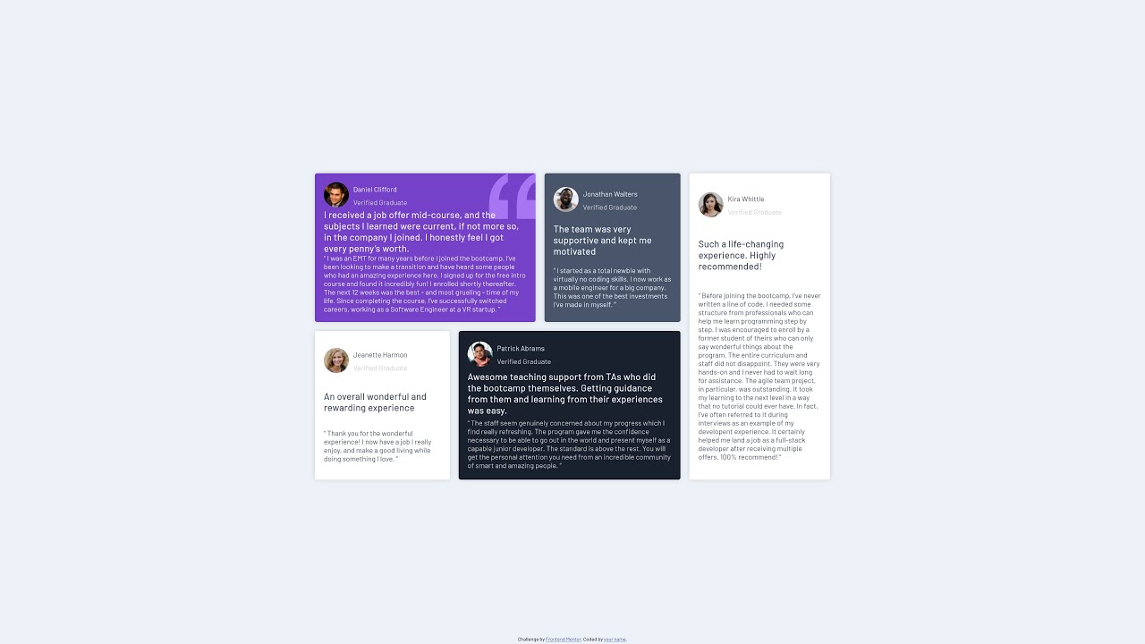 2025 Frontend mentor Testimonials Grid Section  solution using web components