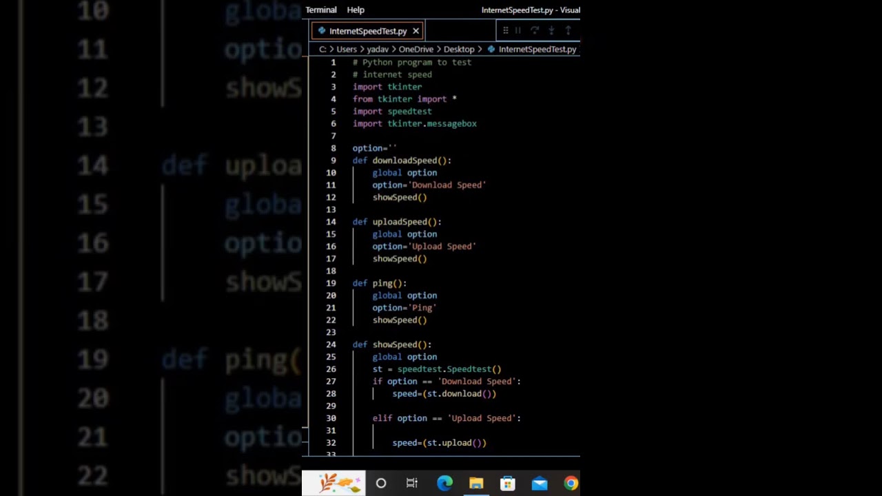 Create Internet Speed Tester with GUI using python #shorts #python #manikemove