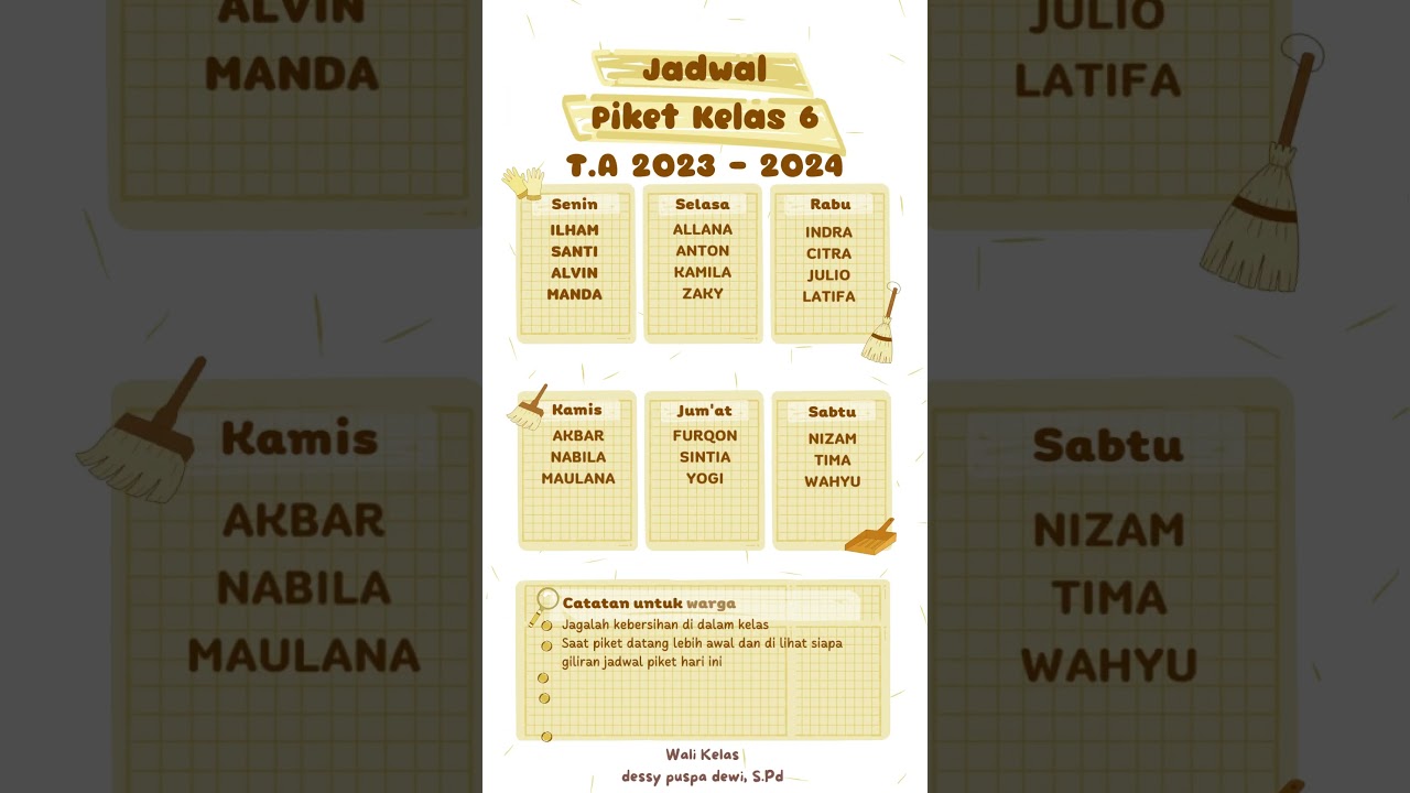 JADWAL PIKET KELAS 6 T A 2023  2024