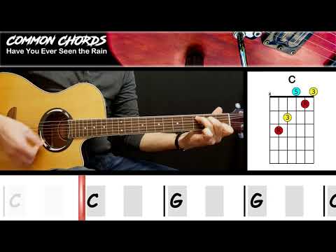 Have You Ever Seen the Rain (ver1) - CCR | EASY GUITAR | Common Chords