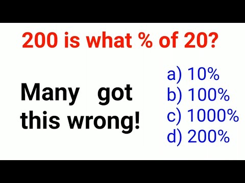 200 is what percent of 20? A simple percentage question which many can't solve! #percentages #maths