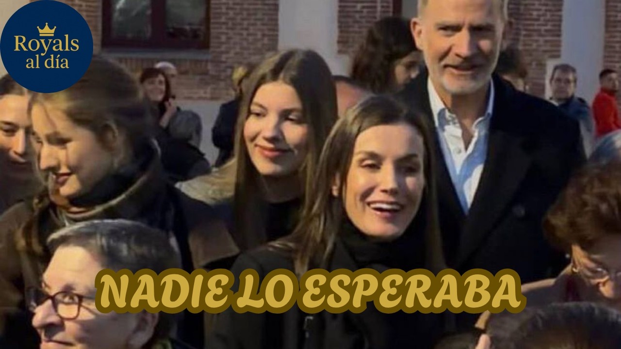 King Felipe VI, Queen Letizia and their daughters surprise onlookers at the Good Friday processio...