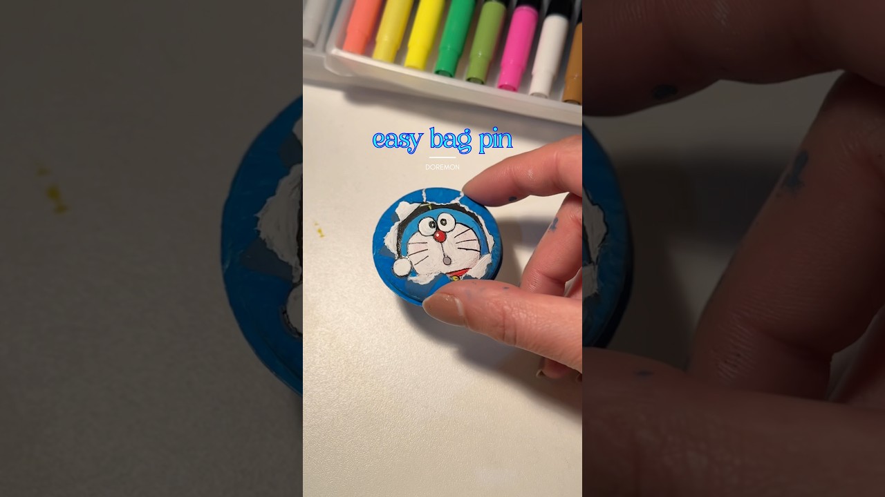 Doremon bad pin #badge #doremon #acrylicpainting #tinypaintings #redbull