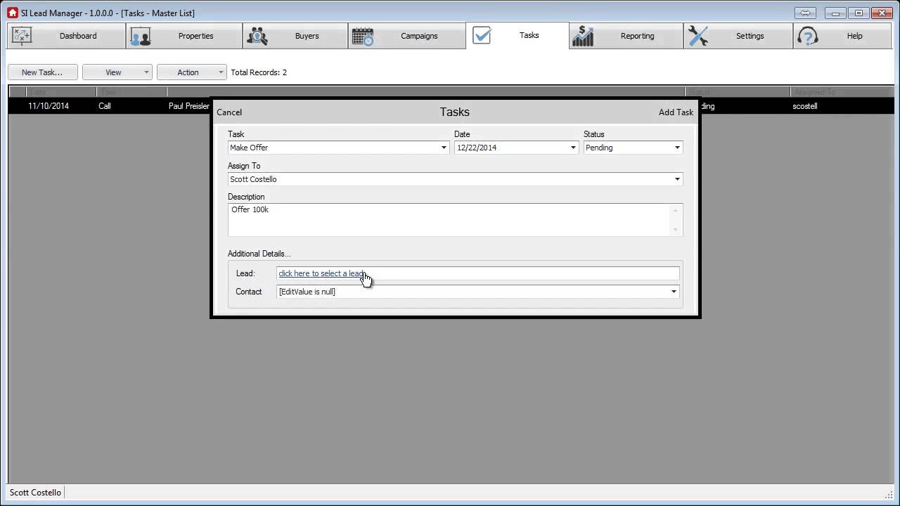 SILMv7 - Tutorials - Tasks - Create a New Task