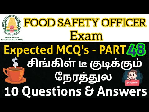 FSO EXAM 🎯 Expected MCQ's Part-48🔥#fso #cfso #tnmrb #fssaiexam #fssai #foodsafetyofficer #tnmrbfso🥞
