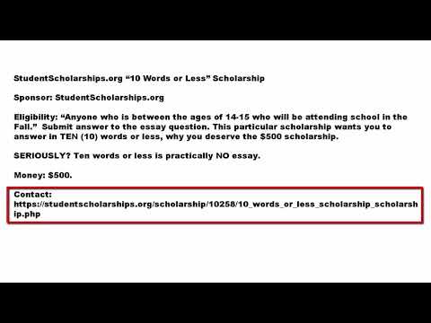 List of No Essay Scholarships. Episode 1.