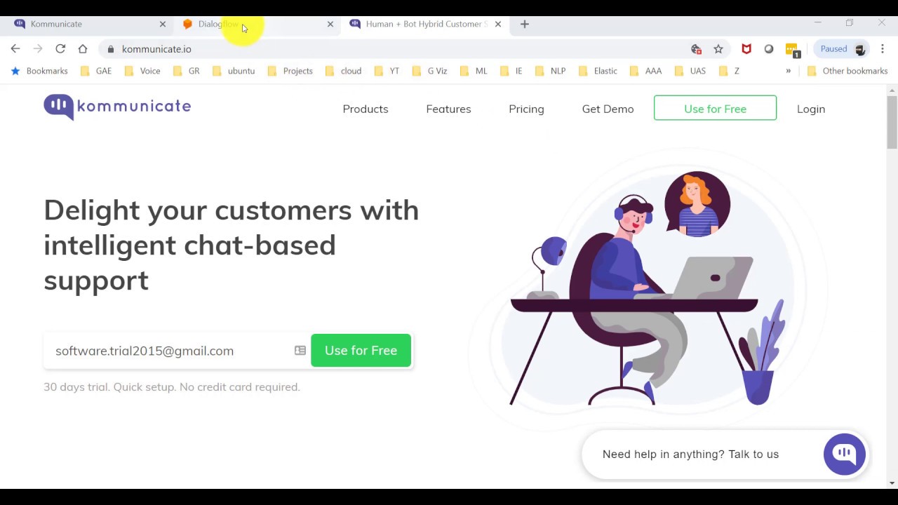 Dialogflow Bot Integration with a Live Chat software