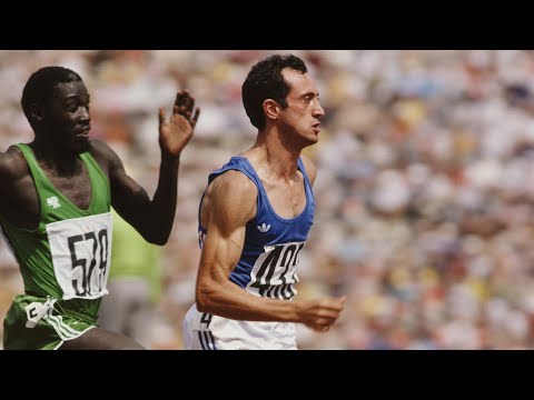 Pietro Mennea wins the 200m race (Semifinal the Olympic Games in Moscow)