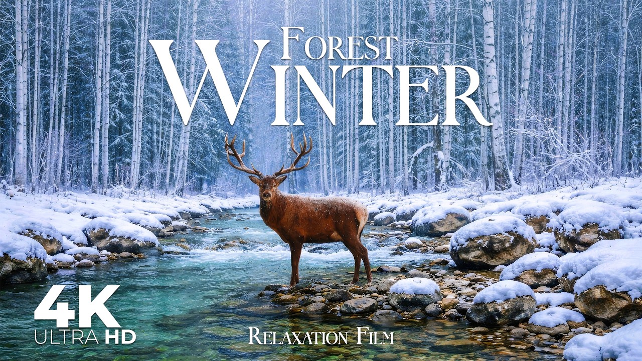 Winter Forest 4K • Relaxation Film with Peaceful Meditation Music