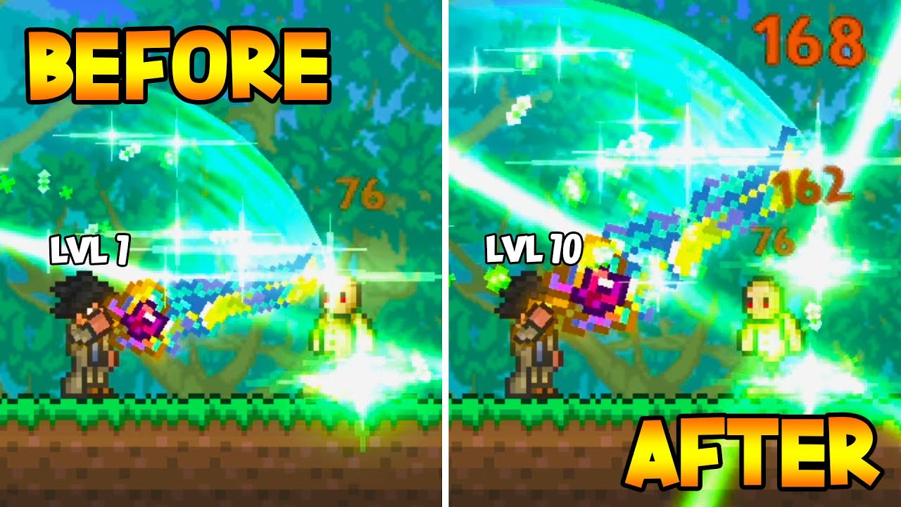 Terraria, But Damaging Enemies UPGRADE Reworked Melee Weapons...