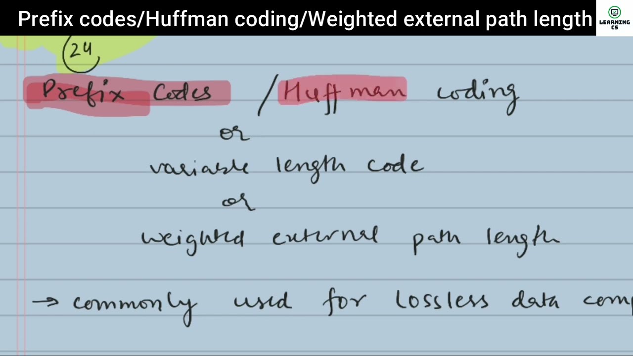 Prefix Codes || Huffman coding || Variable-length code || Weighted external path length