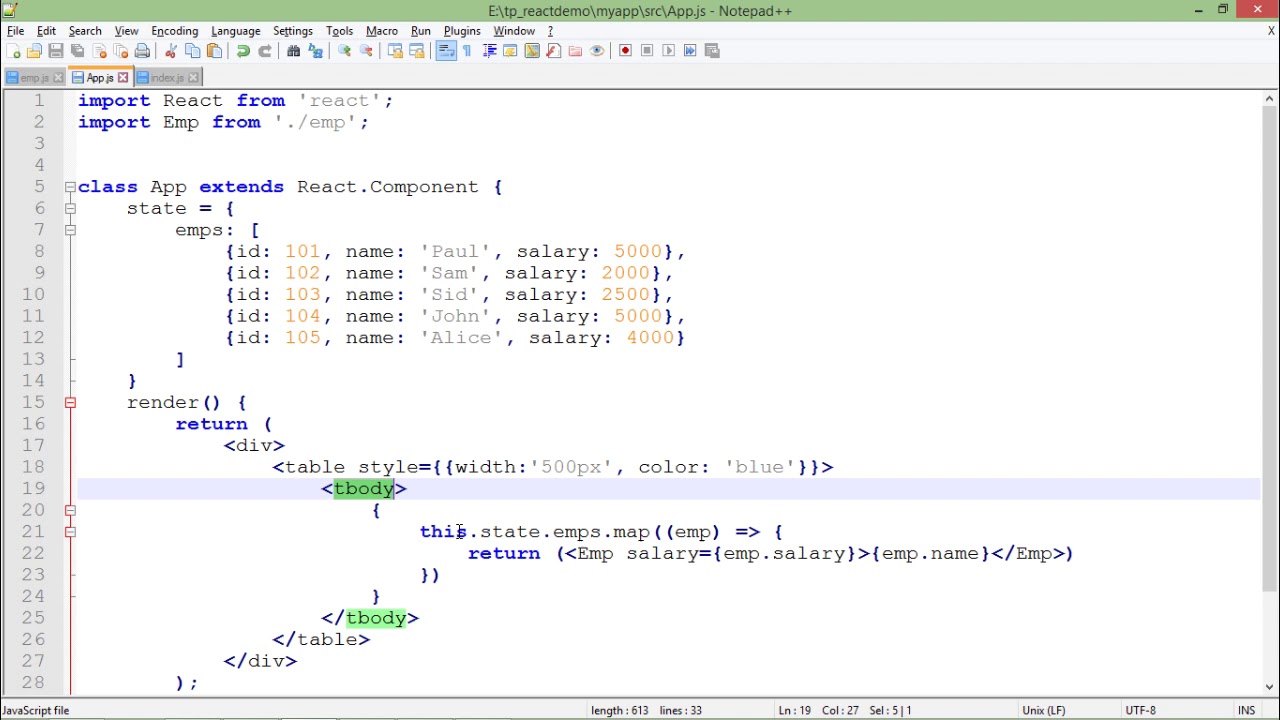 ReactJS - Working with Lists:Collections