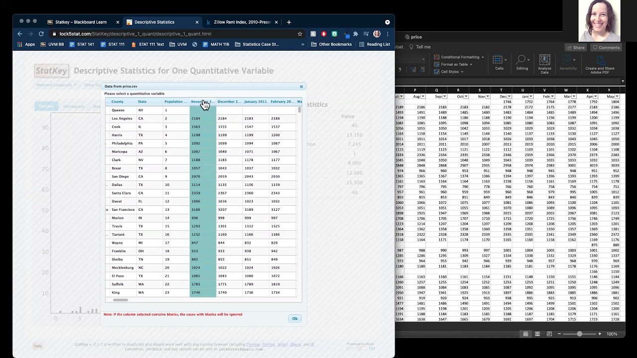 Uploading Data into Statkey: One Quantitative Variable