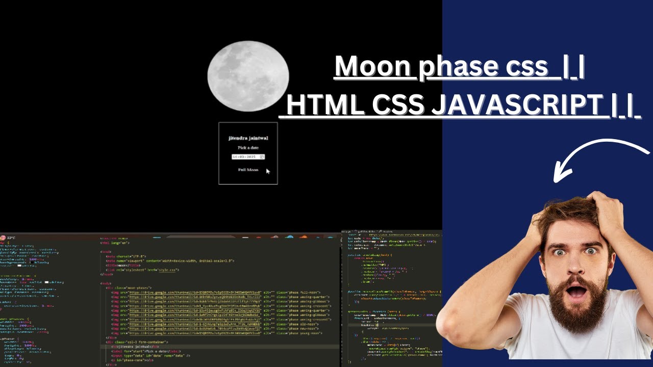 Moon phases html | css || javascript ||moon #coding #javascript #csseffect #html  #frontendcourse