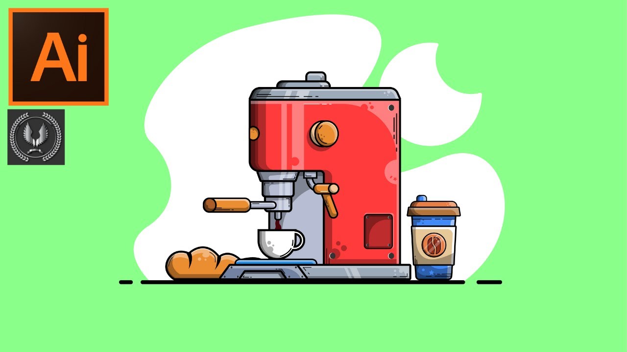 Adobe Illustrator CC Tutorial - Coffee Maker illustration Design