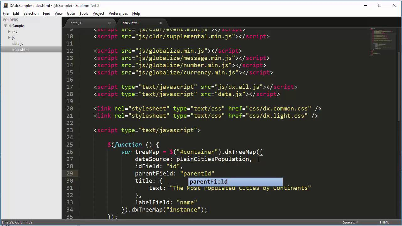 DevExtreme: Getting Started with the HTML5 TreeMap