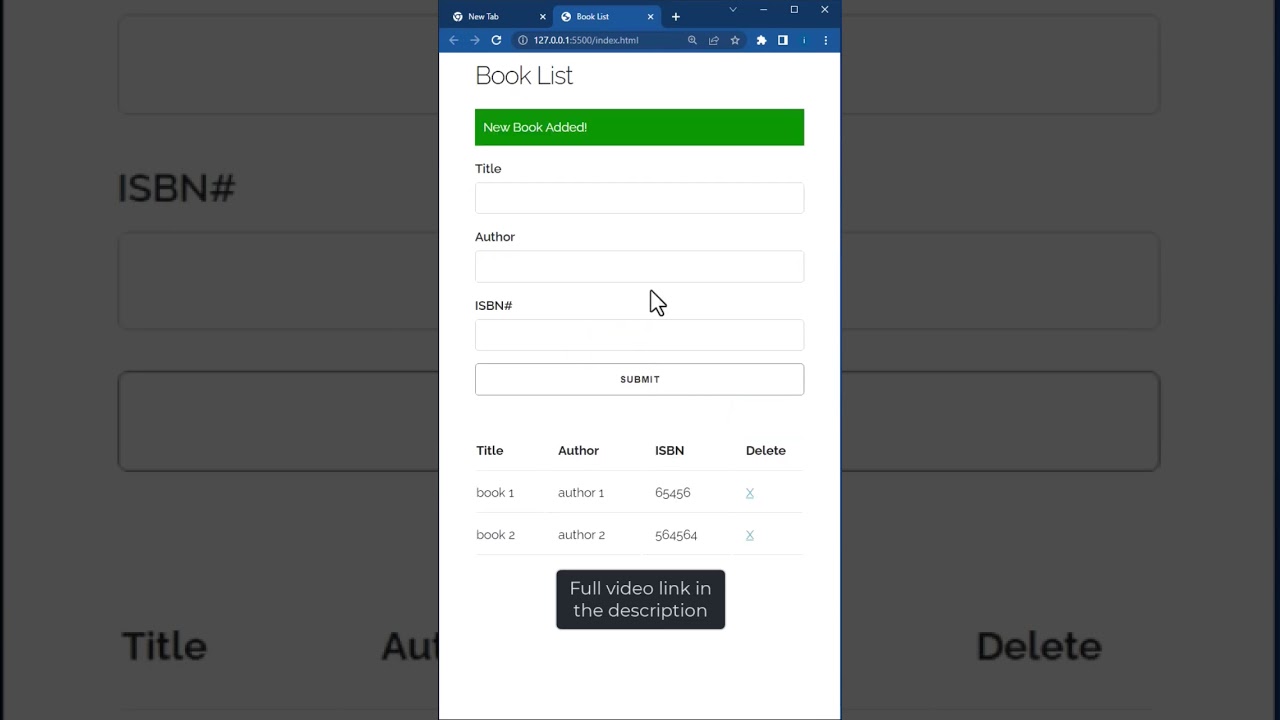 Build a Book List App in HTML, CSS & JavaScript with LocalStorage