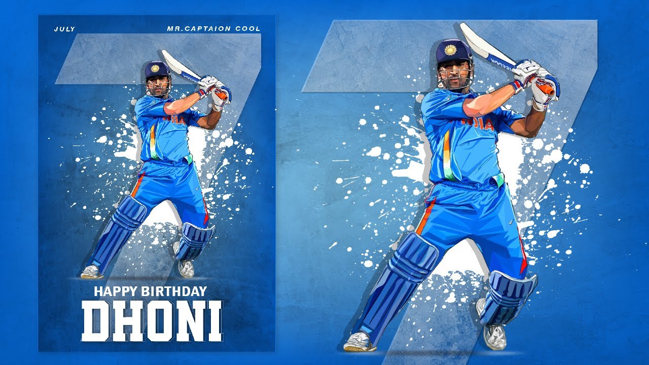 #HappyBirthdayDhoni Poster Design | Poster Design | Sports Poster Design | illustrator tutorial