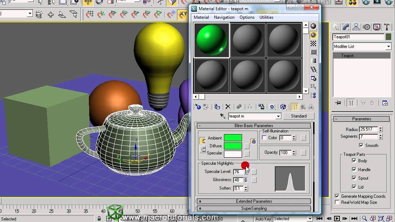 3D Studio Max - Tutorial - Como aplicar materiales a un objeto 3D | Texturas y materiales