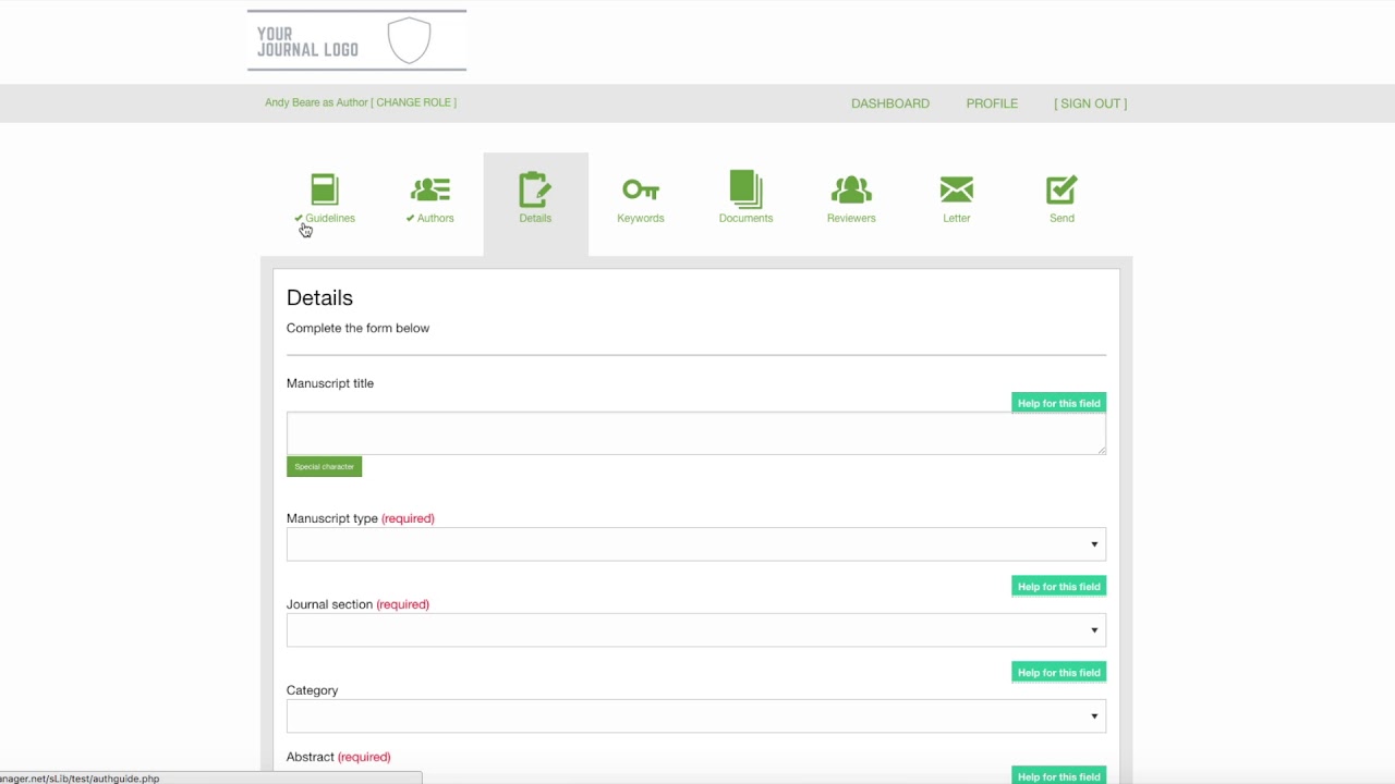 The Author: Submitting a Manuscript in Manuscript Manager