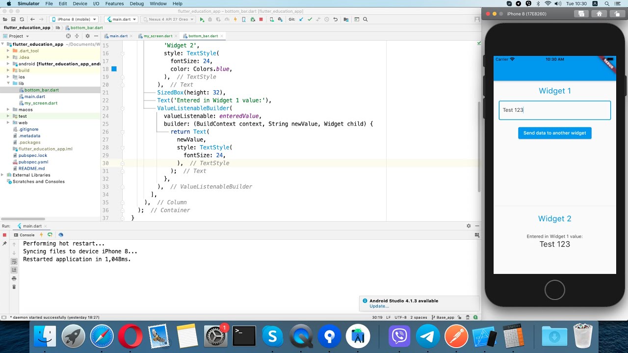 Flutter: Send value from one widget to another (using ValueNotifier and ValueListenableBuilder)