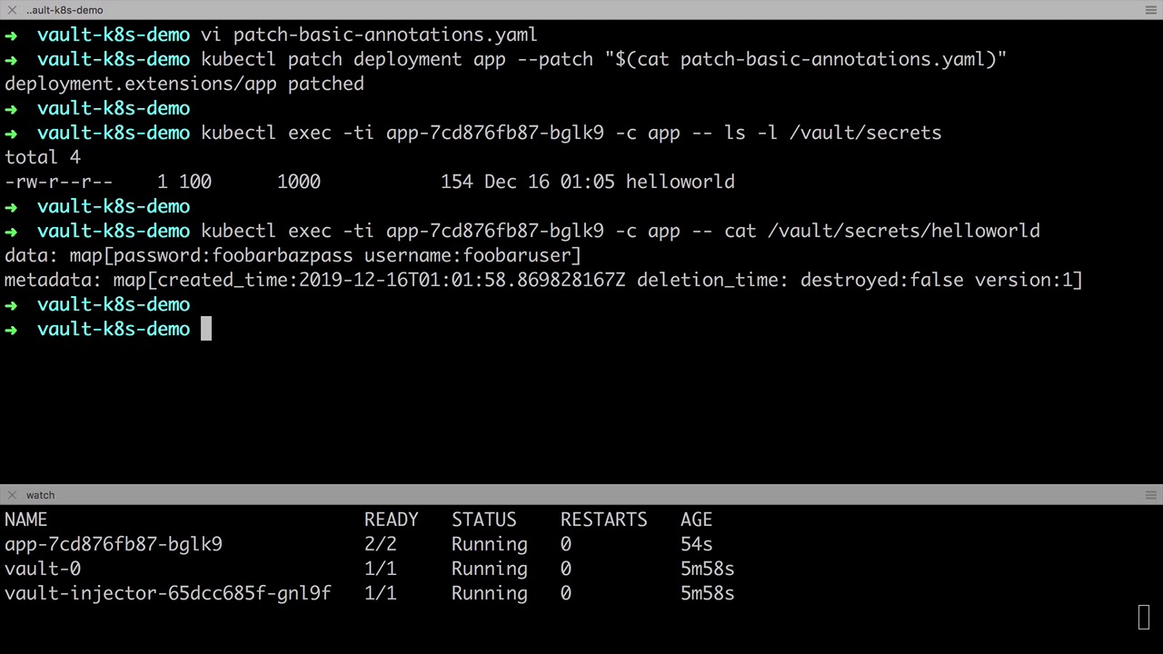 Demo: Vault + Kubernetes Sidecar Injection