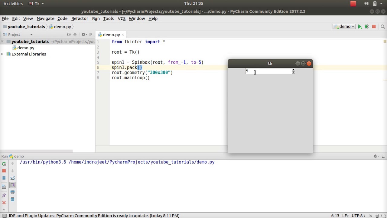 Python GUI Tutorial - 39 - Spinbox | TKinter