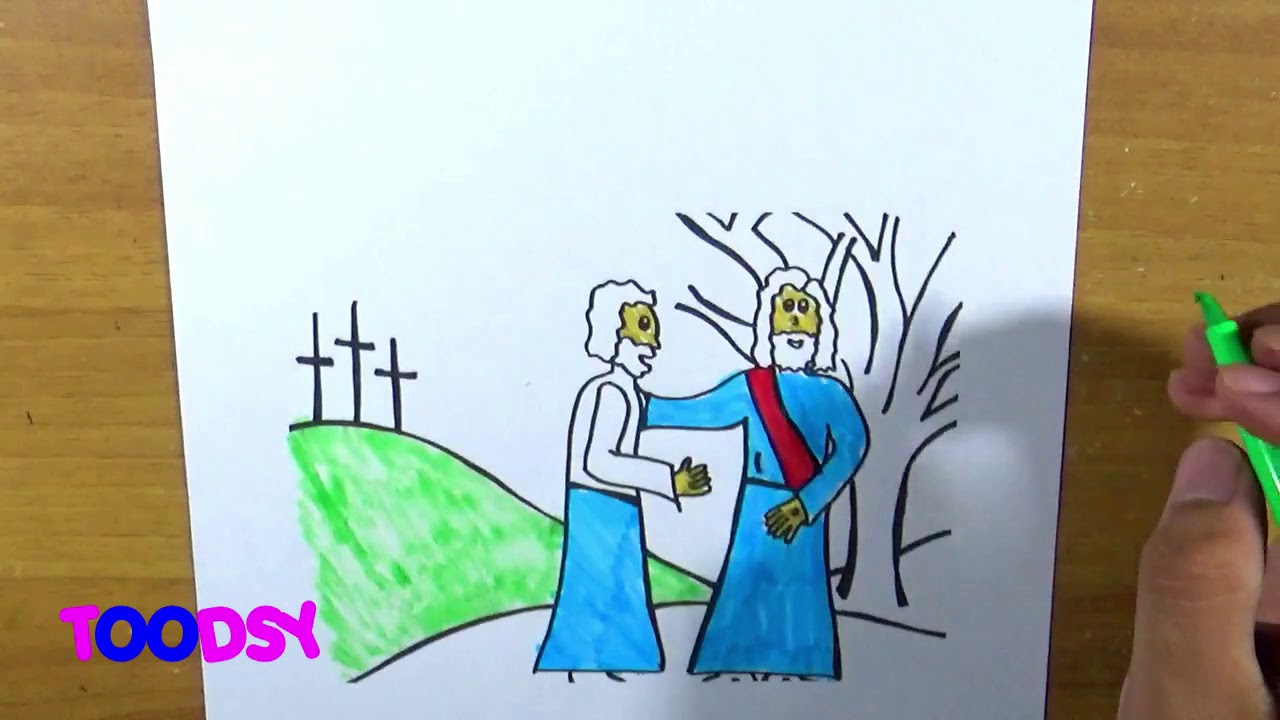How to Color Doubting Thomas Meet Jesus Christ Coloring Pages