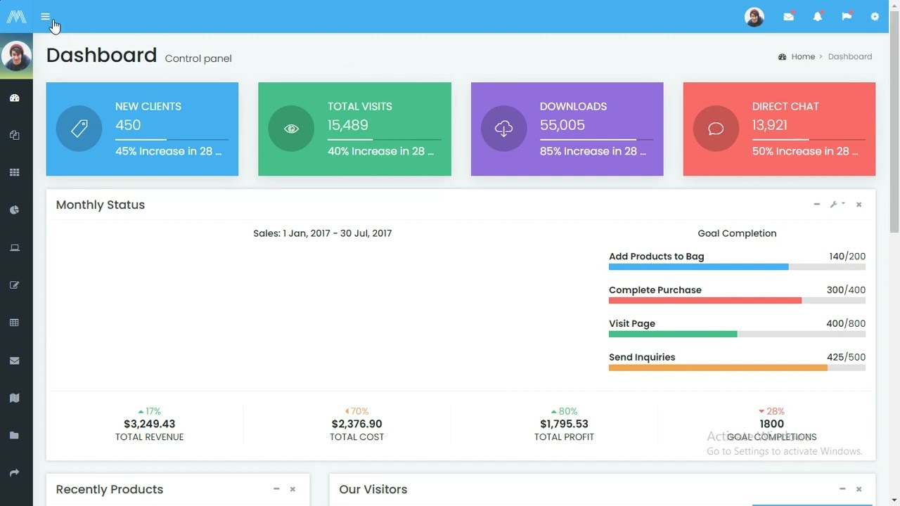 Dashboard Admin Templates - Minimal