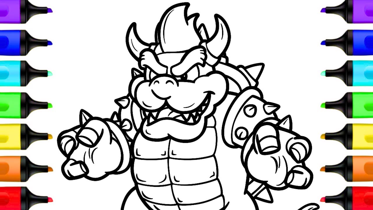 Bowser Super Mario Bros. Coloring Pages | Nintendo Super Mario Bros. Coloring Book Pages Art