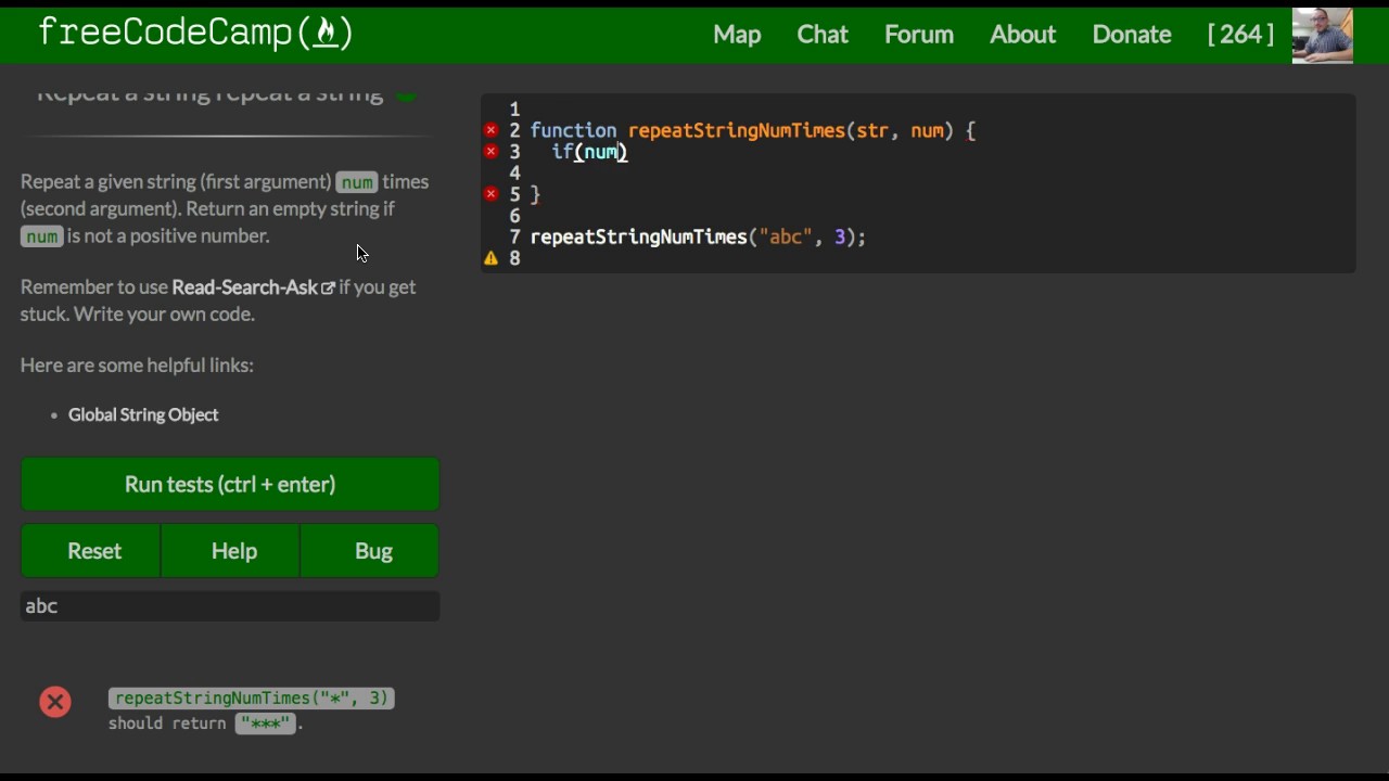 Repeat A String, Repeat A String, freeCodeCamp Review Basic Algorithm Scripting  lesson 8