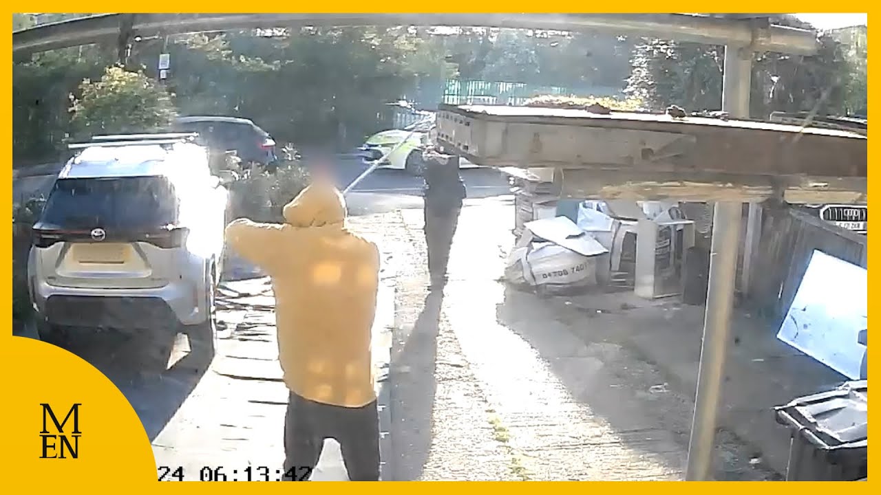 Moment sword-wielding murder suspect tasered on driveway following ...