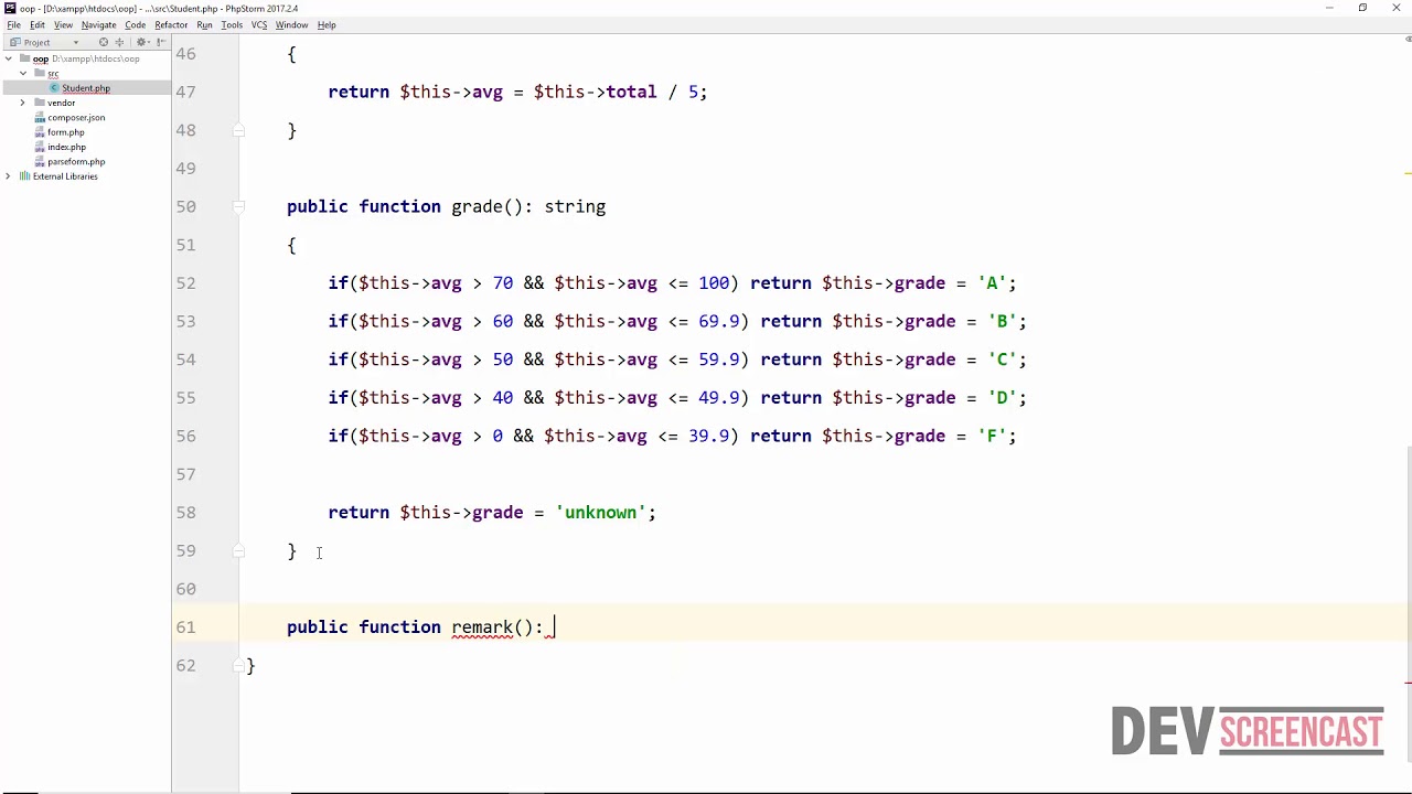 PHP OOP Tutorial - Simple PHP Student Grading Class