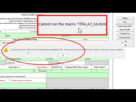 ITR 4 Excel Cannot run the macro Fix ( MACRO In EXCEL )