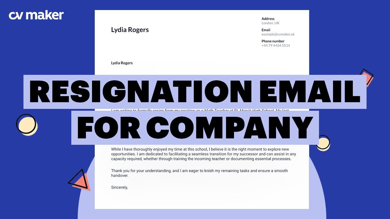 Resignation Letter Example + FREE template! #CVMaker