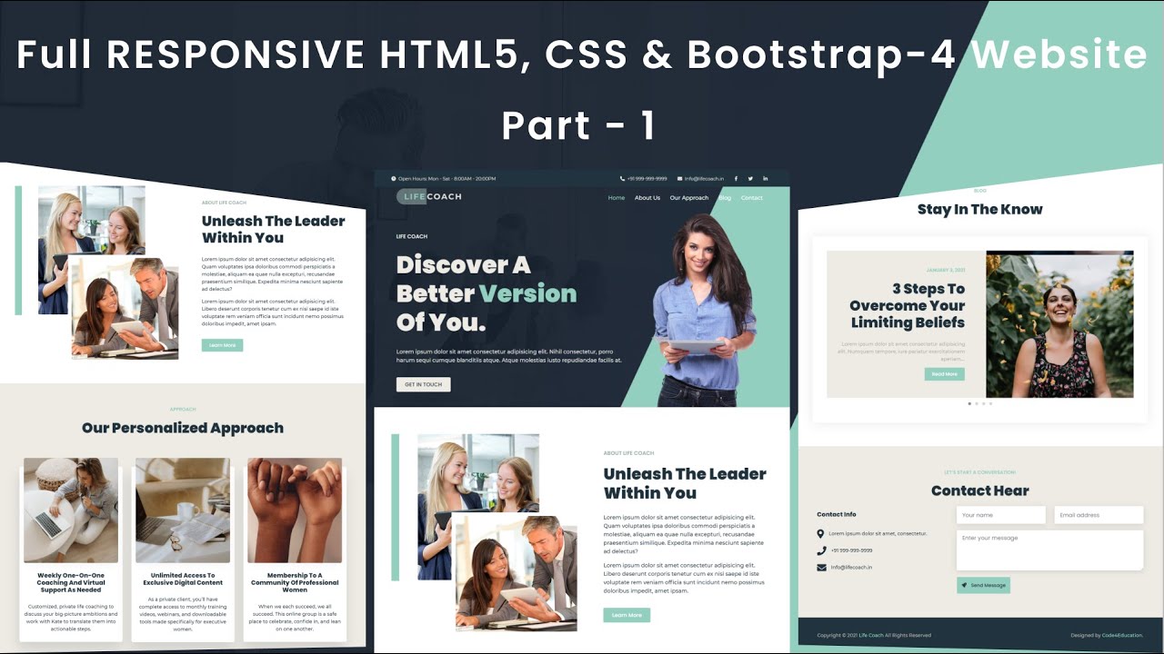 Responsive Landing Page Using HTML CSS jQuery and Bootstrap 4 | Complete Website Using Bootstrap 4