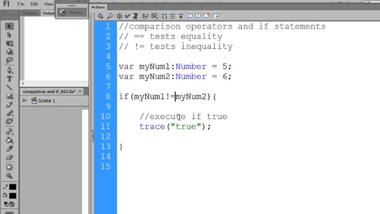 Flash CS6 Actionscript for Beginners - If statements