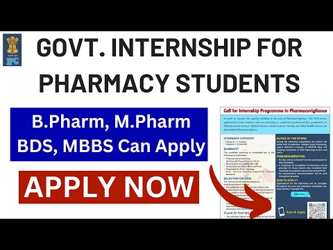Govt Internship opportunity for Pharmacy Students | Internship in Pharmacovigilance at IPC