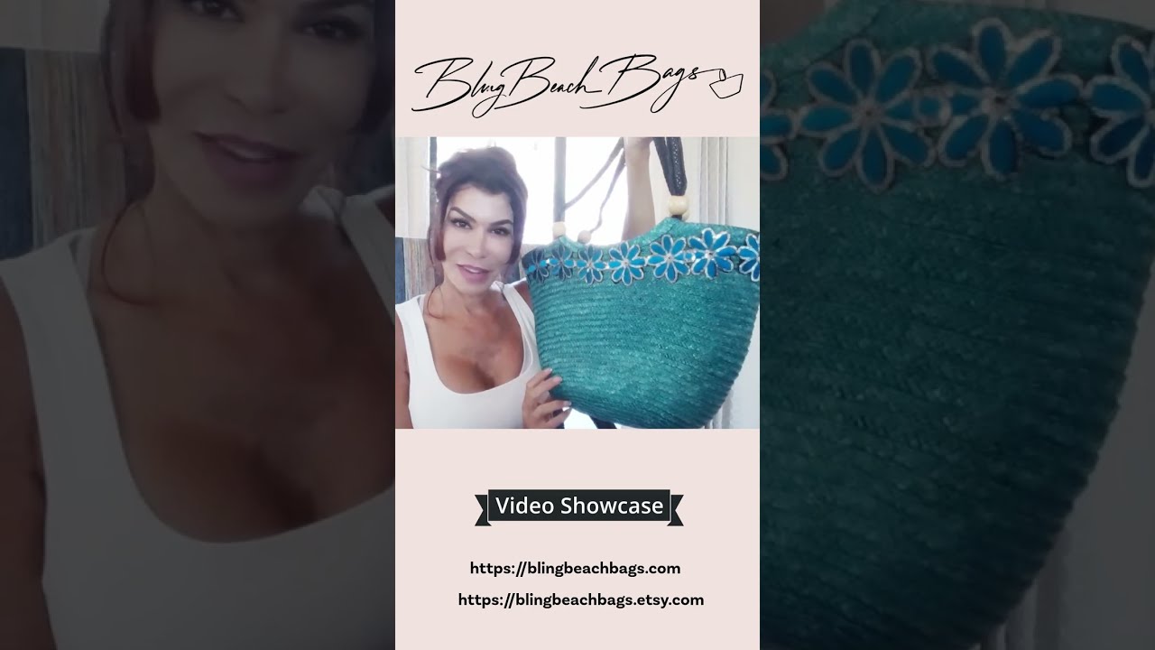 Large Turquoise Bling Beach Bags