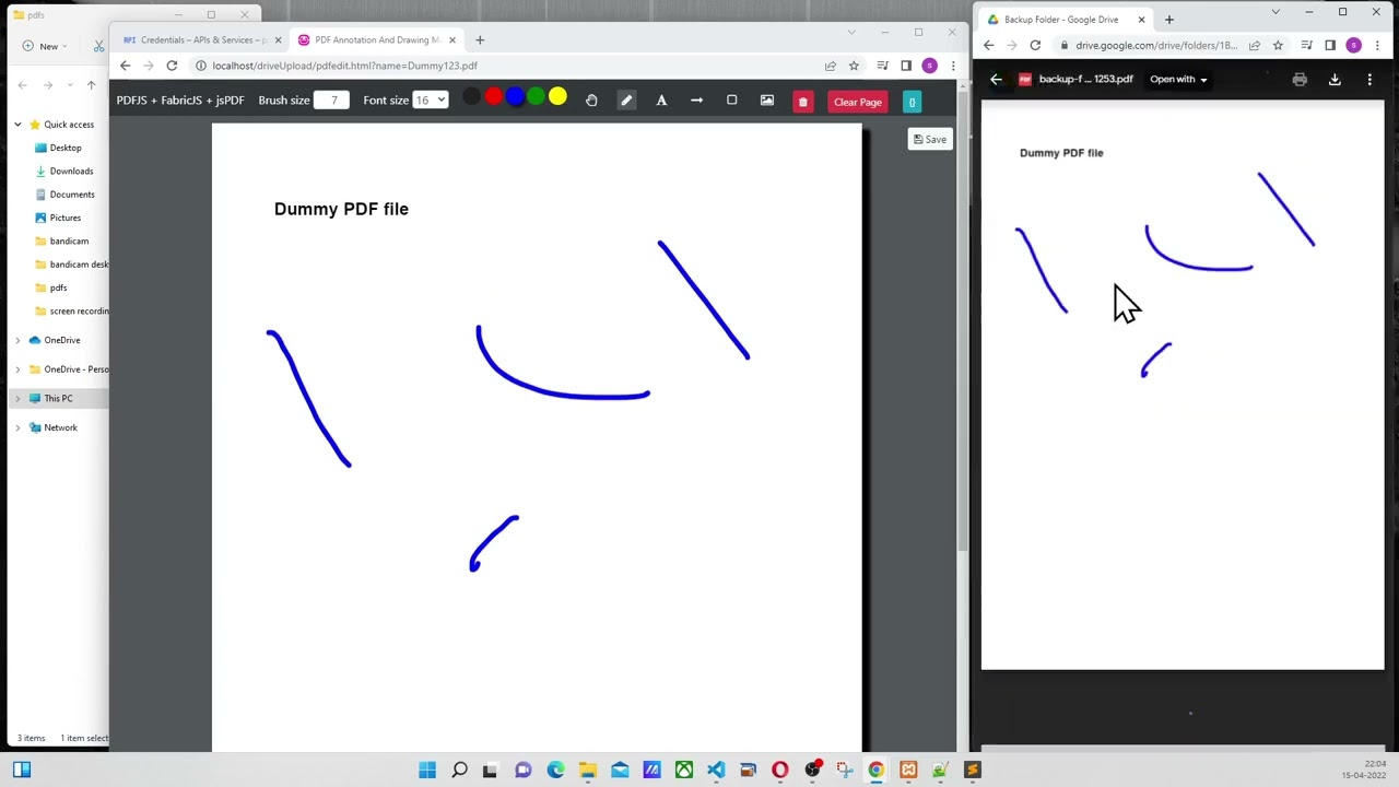 Annotate pdf and save to google drive.