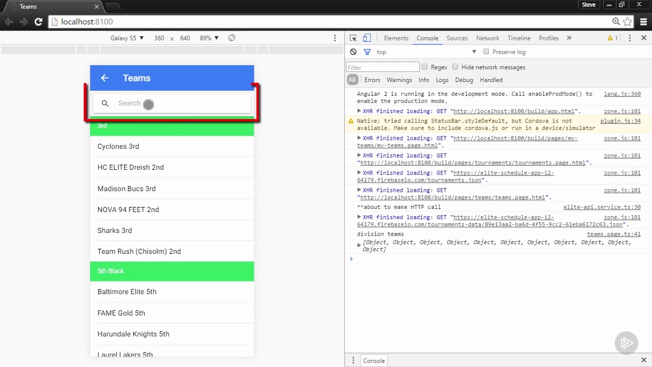 Ionic tutorials 2   33 Search Bar