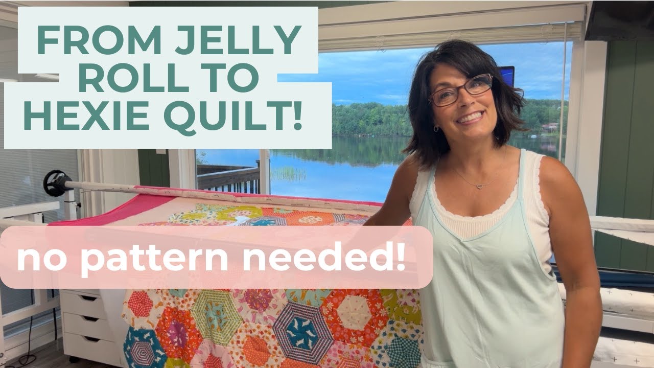 From Jelly Roll to Hexie quilt, no pattern needed! Easy Jelly Roll Quilt Anyone Can Make!
