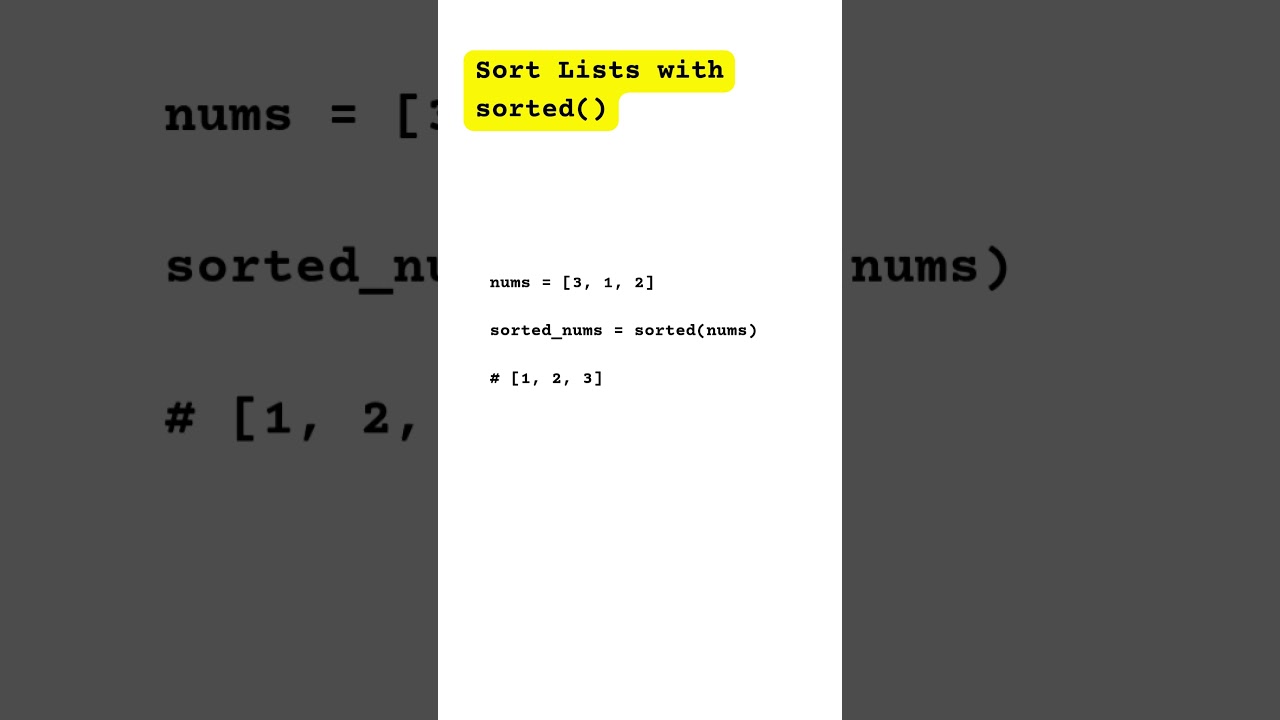 Python Sort Lists with sorted #pythonprogram #python #pythontutorial