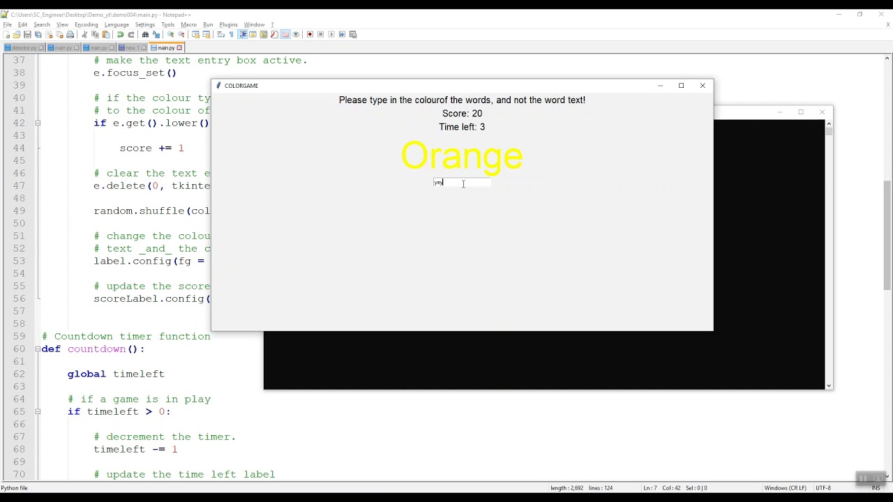 Color game using Tkinter in Python 2019