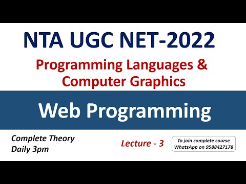 Web Programming Video Lecture - Crash Course for UGC NET Computer science