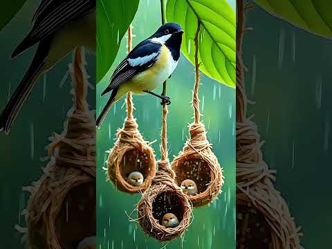 🌧️ Guardians of the Hanging Cradle🐦💧🍃 #asmr #birds #nature #shorts
