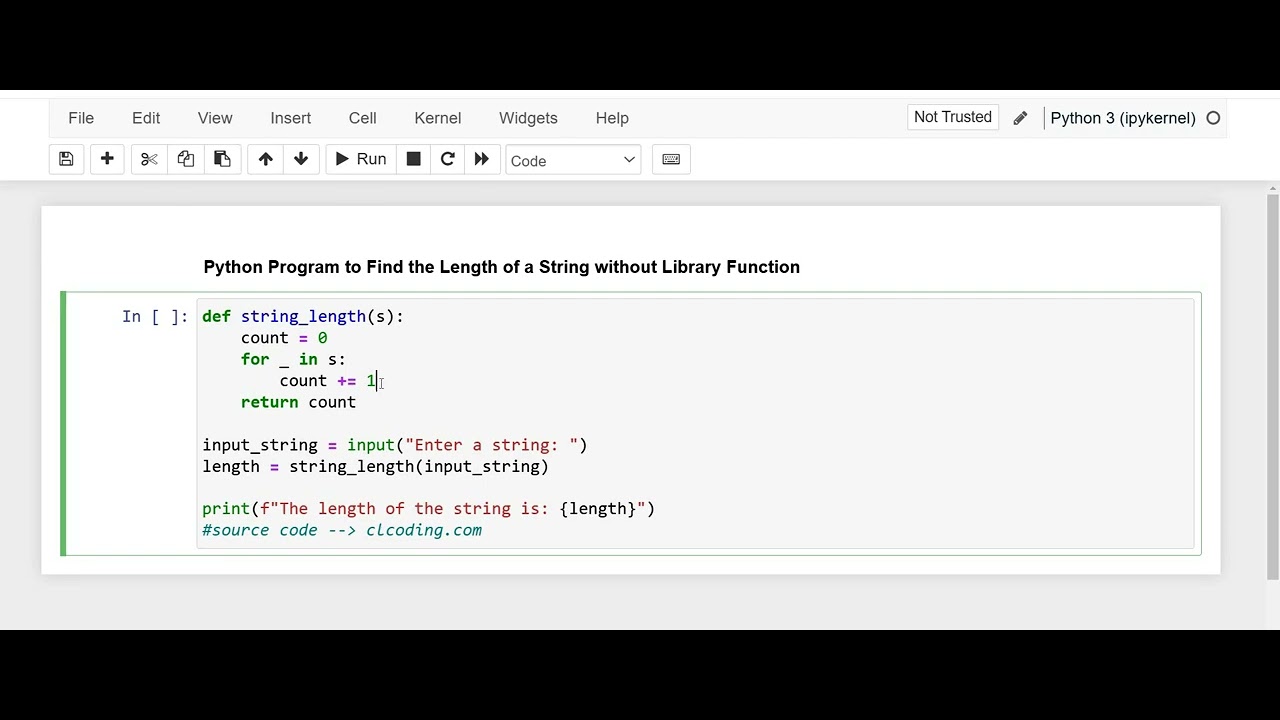Day 71: Python Program to Find the Length of a String without Library Function