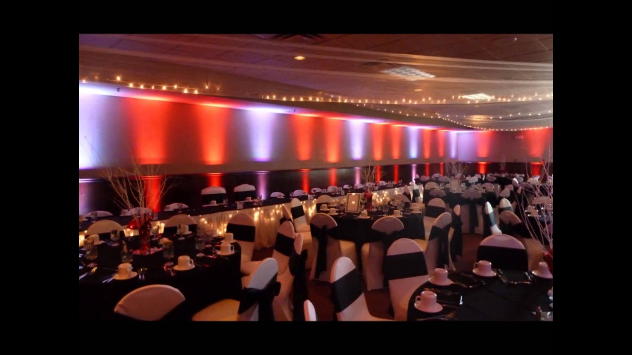 Wedding reception venue: Blackwoods Proctor, MN. Lighting by Duluth Event Lighting