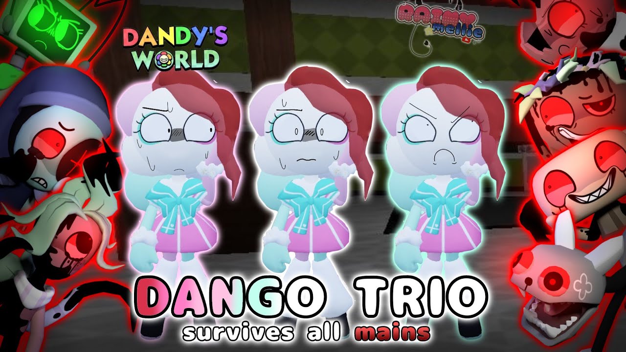 🍡DANGO TRIO SURVIVES *ALL MAINS* 🌈 - Dandys world modded gameplay trios #1